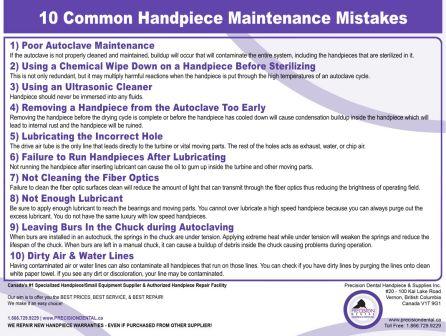 Maintenance Guides For Handpiece Repair | Precision Dental
